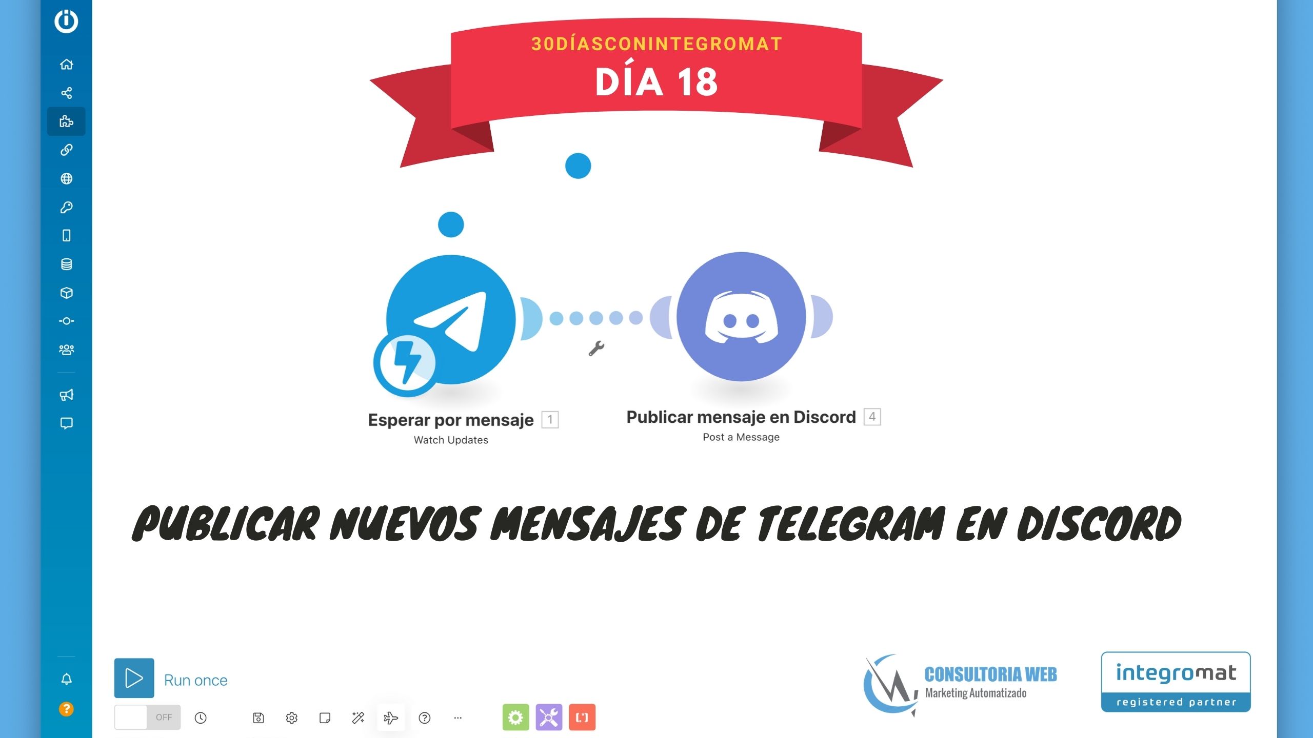 Publicar mensajes de Telegram automáticamente en Discord con Integromat Publicar mensajes de Telegram automáticamente en Discord con Integromat